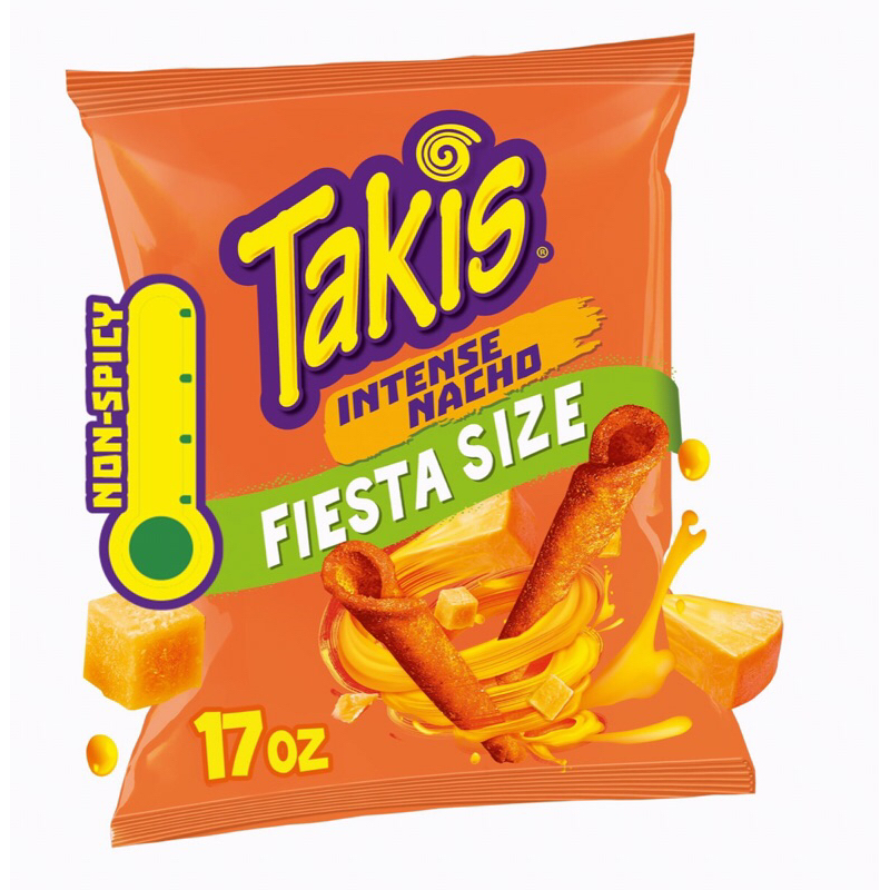 Barcel Takis Nacho Cheese Flavored Rolled Tortilla Chips,Fiesta Size 17 ...