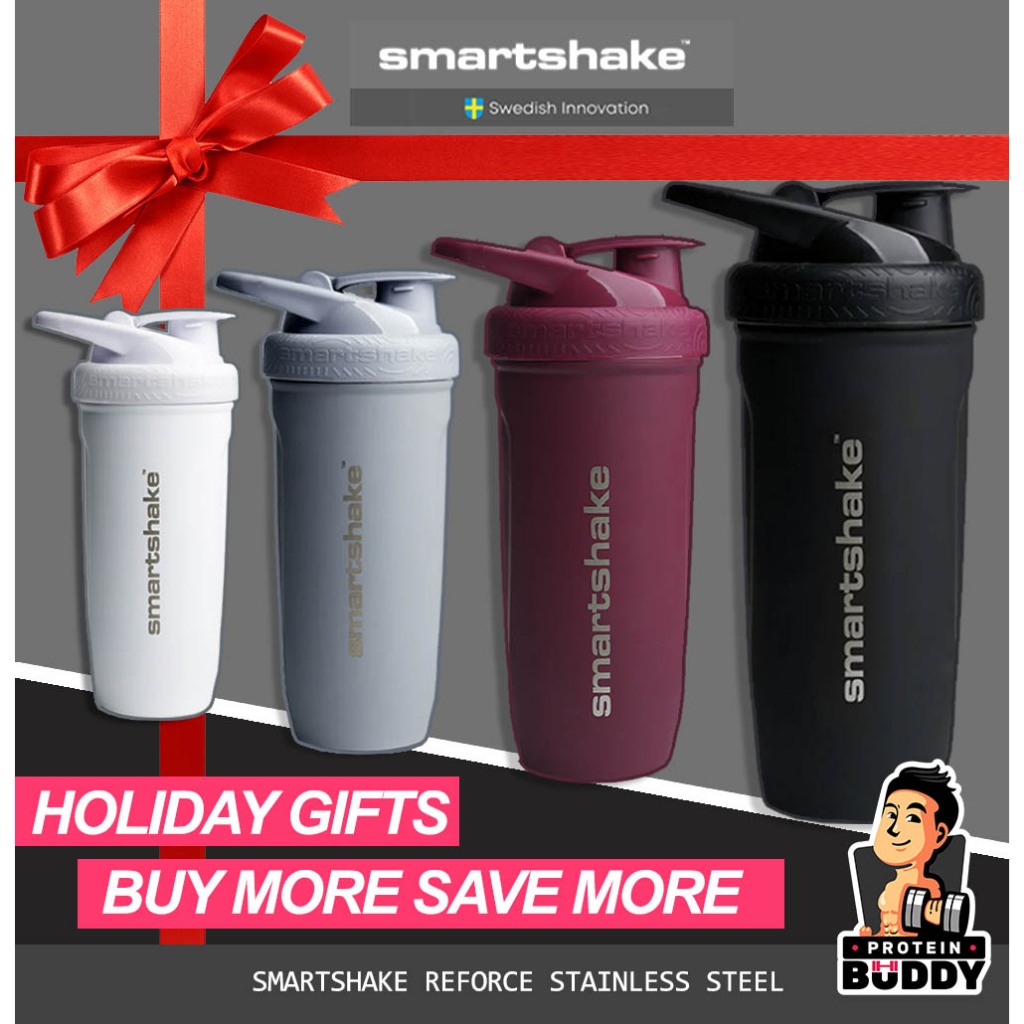 SMARTSHAKE Reforce Lightweight Stainless Steel Protein Shaker Bottle ...