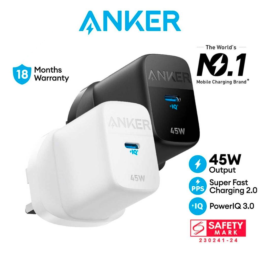 Anker Charger 313 Powerport 45W Charger USB Charger Gan Charger USB C Charger Adapter Travel PD ...