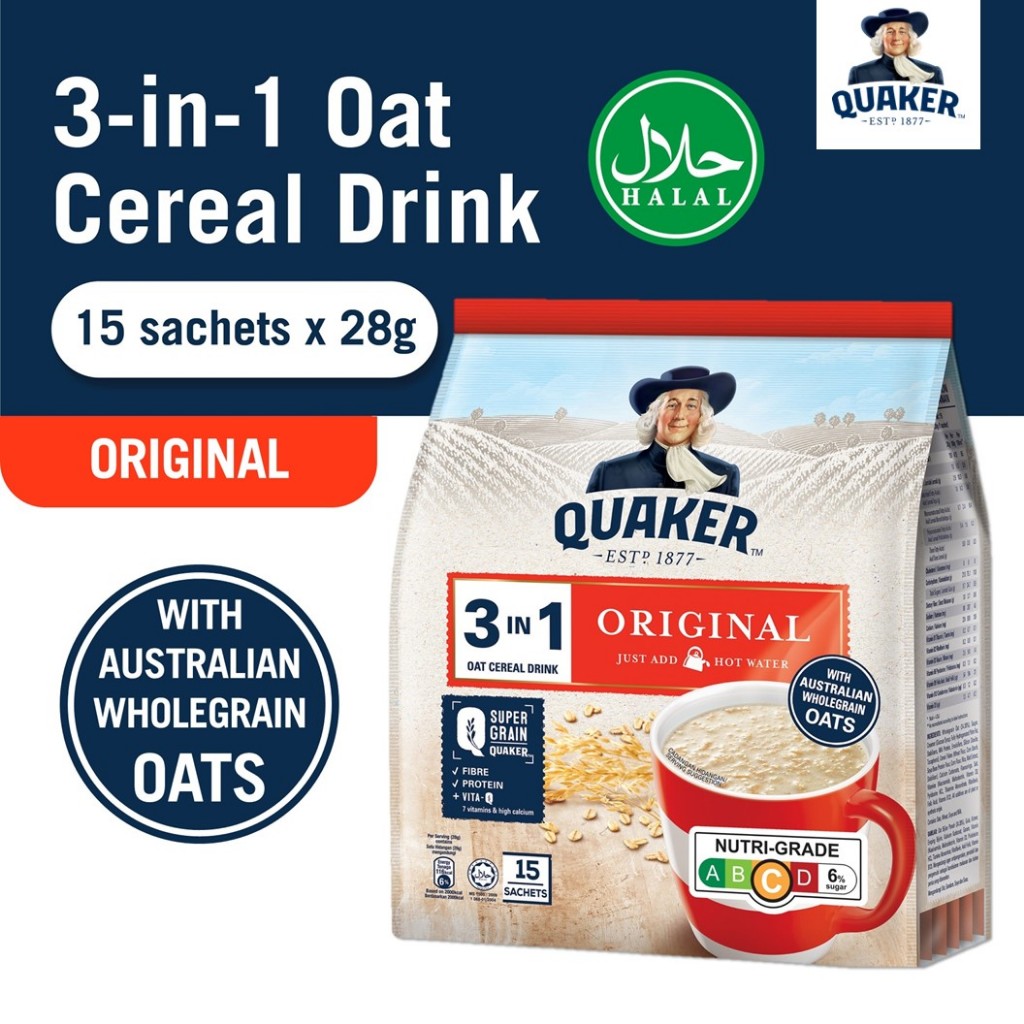 Quaker 3 in 1 Oat Cereal- Original | Shopee Singapore