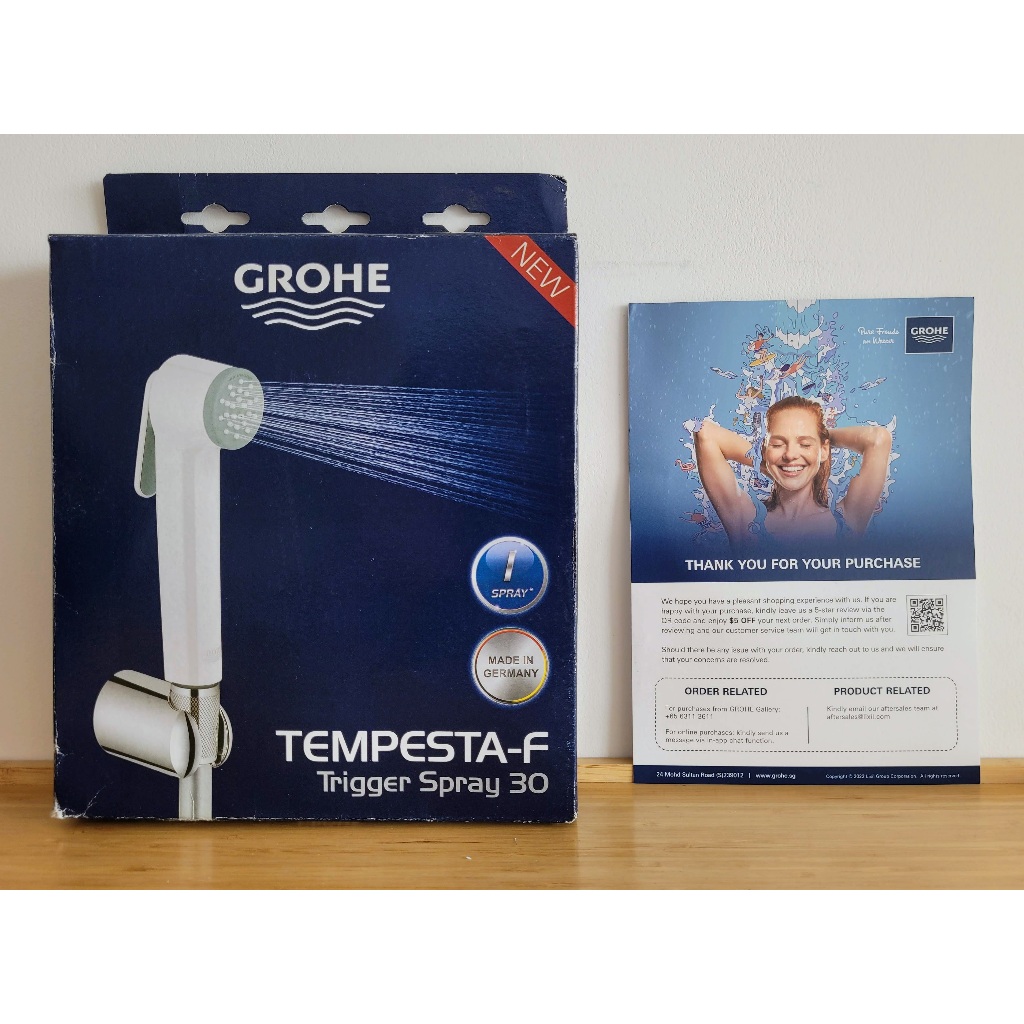 Grohe Bidet Spray Set with Hose, Wall Holder - White Tempesta Trigger F ...
