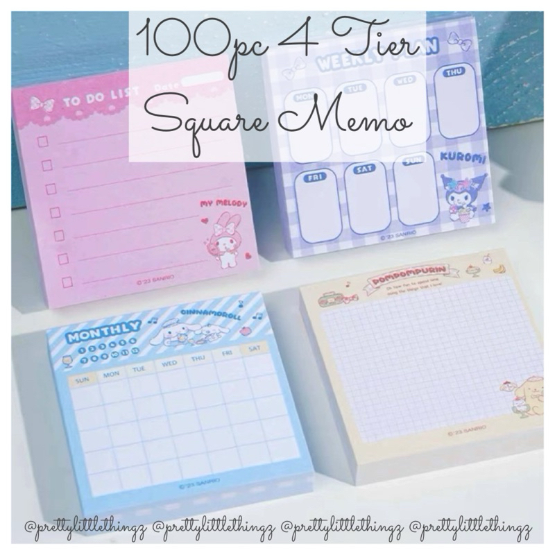 * SG READY STOCK * 100pc 4 Tier Square Memo Pad (Melody, Kuromi ...