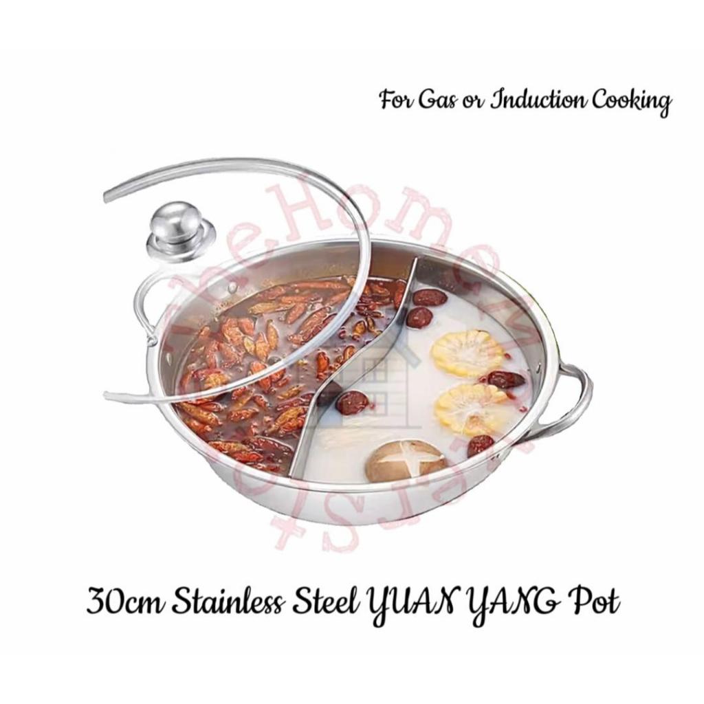 30cm Stainless Steel Induction Yuan Yang Hotpot/Steamboat Pot (With ...