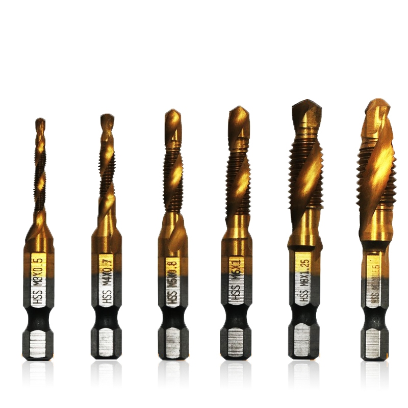 KEELAT 6Pcs M3-M10 Thread Taps HSS4341 1/4 Hex Shank Metric Combination ...