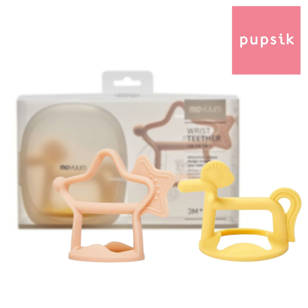 Moyuum Silicone Baby Wristband Teether Gift Set (2 Teethers + 1 Case ...