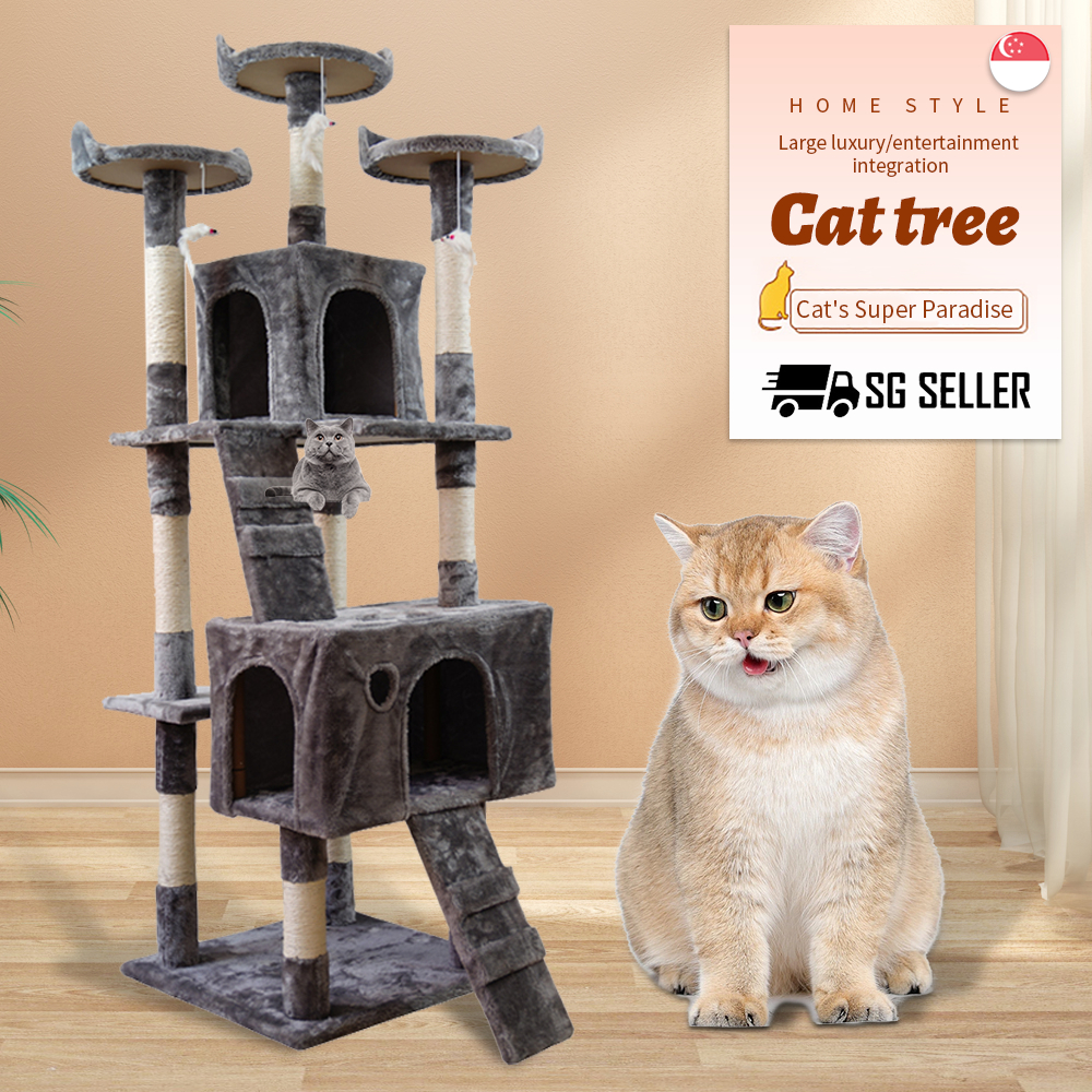 Cat Multi-Story Cat Tree for Large Cats with Sisal Covered Scratching ...