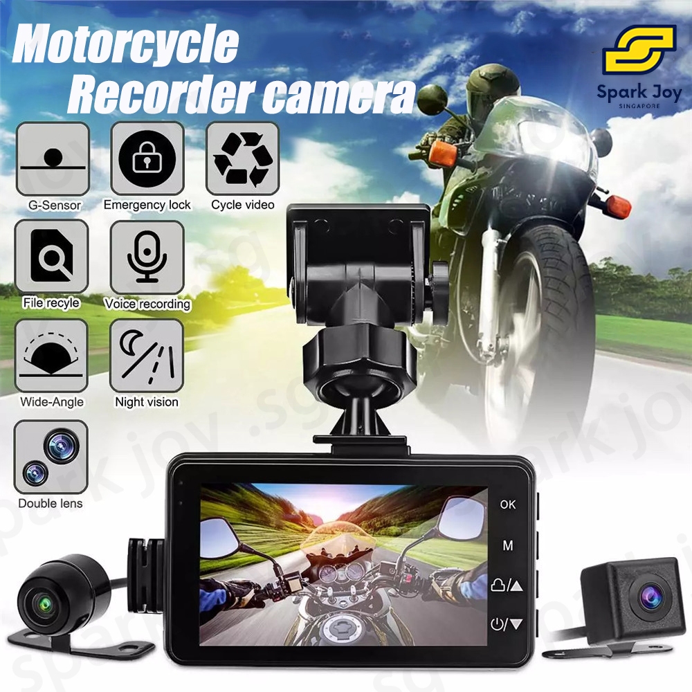 【SG】MT80 Dual Lens HD 1080P DVR Motorcycle Recorder Camera Night Vision ...