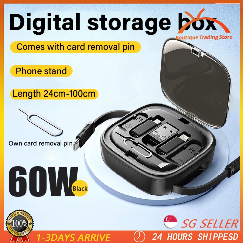 [SG seller]5 in 1 60W Portable Fast Charging Cable Holder Mobile Phone ...