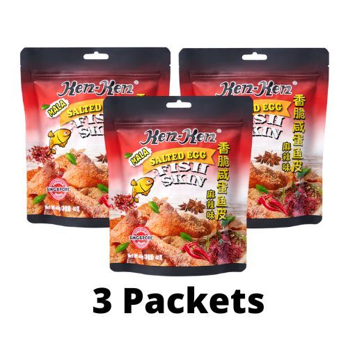 Ken Ken Crispy Mala Salted Egg Fish Skin Snack 40g, 3 Packs | Shopee ...