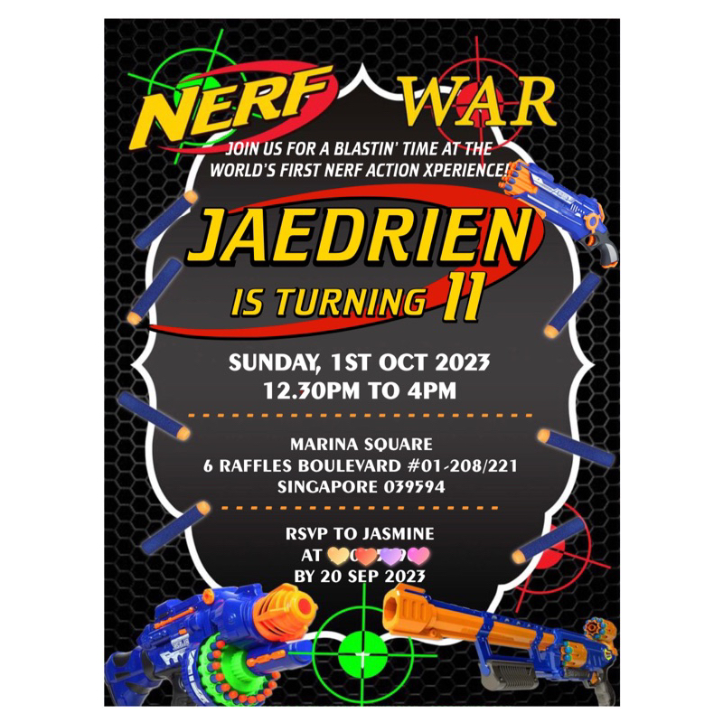 Customised Nerf Invitation Card / Birthday Invitation Card | Shopee ...