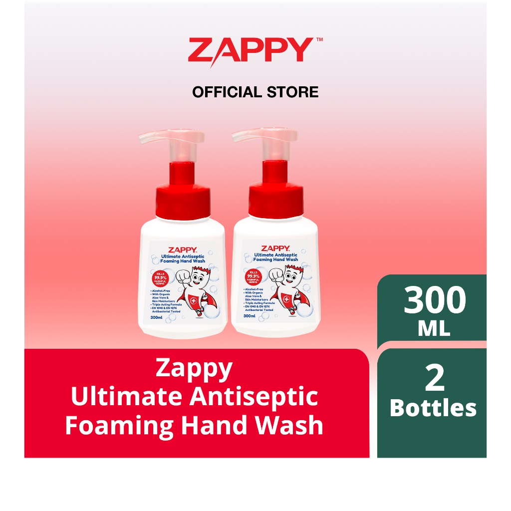 Zappy Ultimate Antiseptic Foaming Hand Wash 300ml x 2 Bottles ...