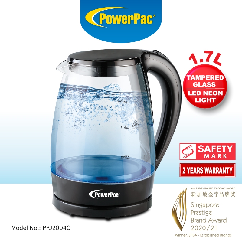 PowerPac Cordless Kettle Jug 1.7L Glass Jug, Electric Kettle (PPJ2004G ...