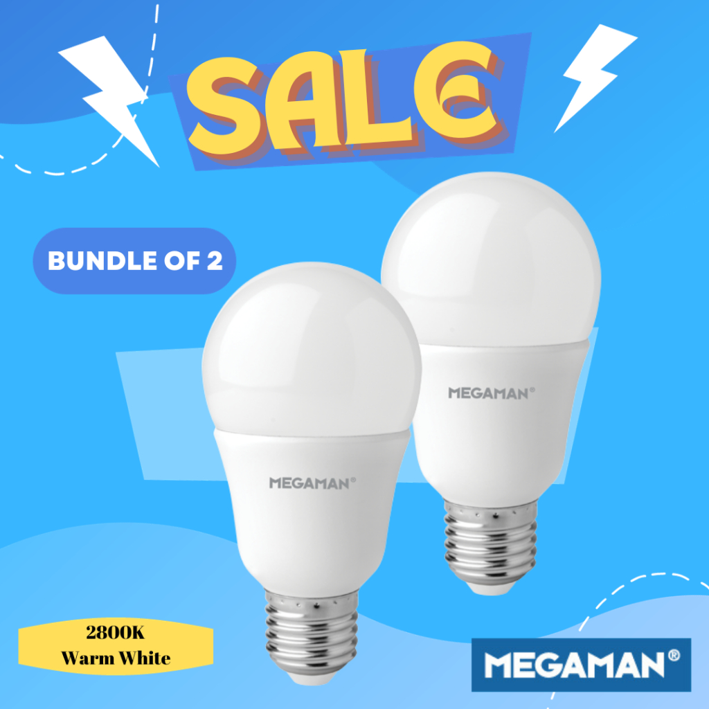 CLEARANCE SALE! Bundle of 2 Megaman LED Classic A60 11W E27 Cap 2800K ...