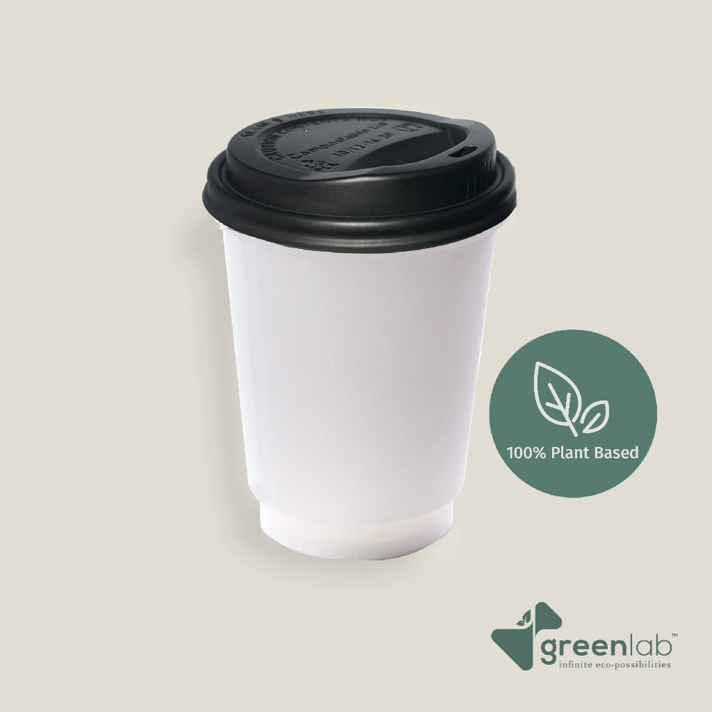 [10/50PCS] Bio 12 oz Double Wall Paper Cup with Lid | Disposable ...