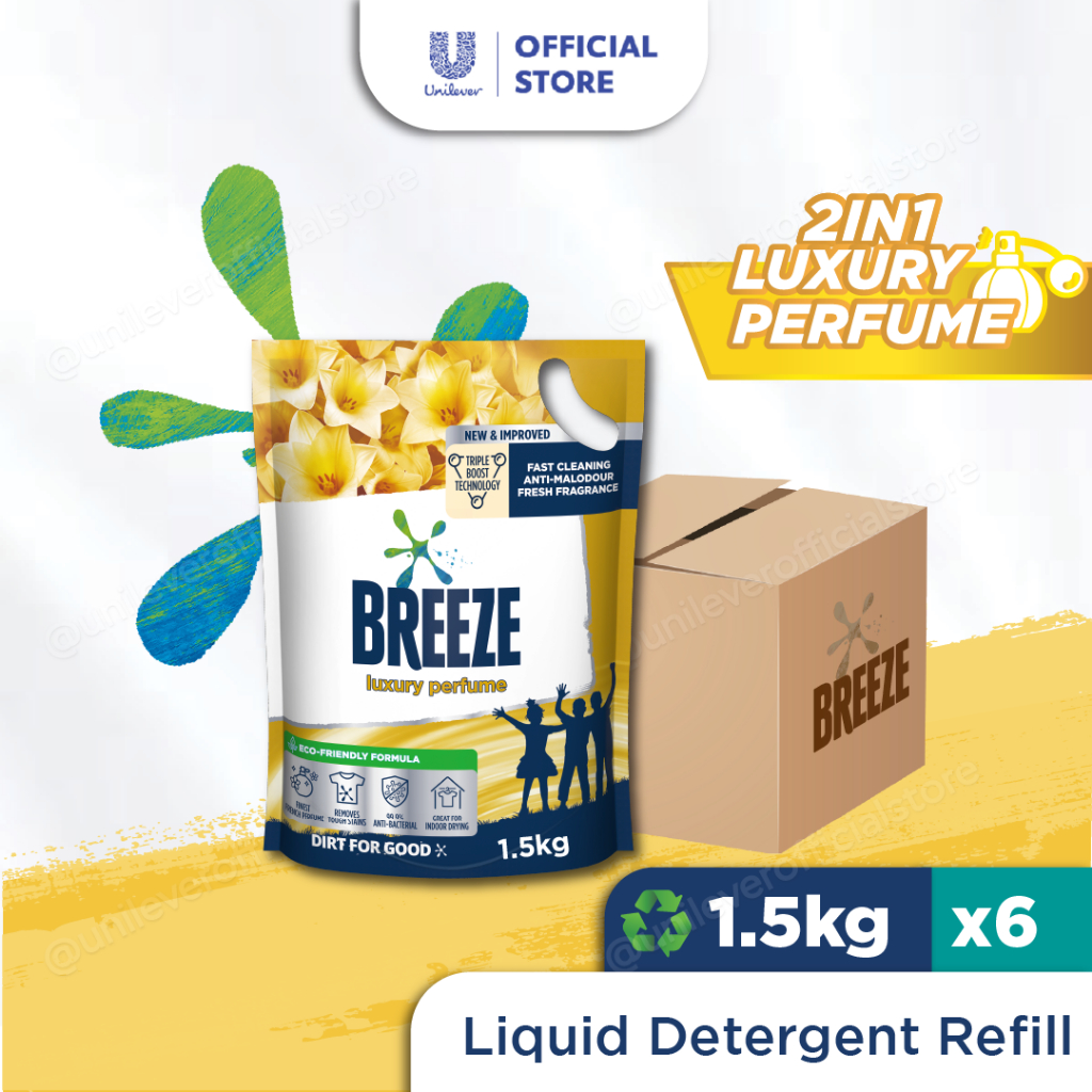 [Bundle of 6 Refill] Breeze Liquid Detergent Refill 1.5kg Carton Deal ...