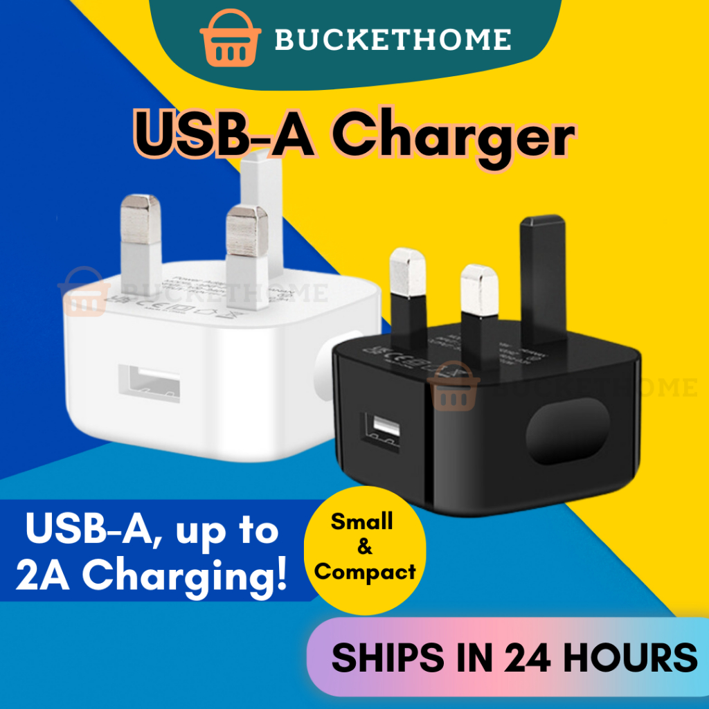 [SG Seller] 3-Pin USB-A Plug UK USB Adapter Wall Charger Smartphone ...