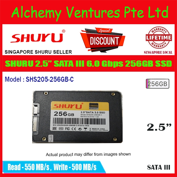 SHURU 2.5" SATA iii 256GB SSD Read Speed-550, Write Speed-500MB/s ...
