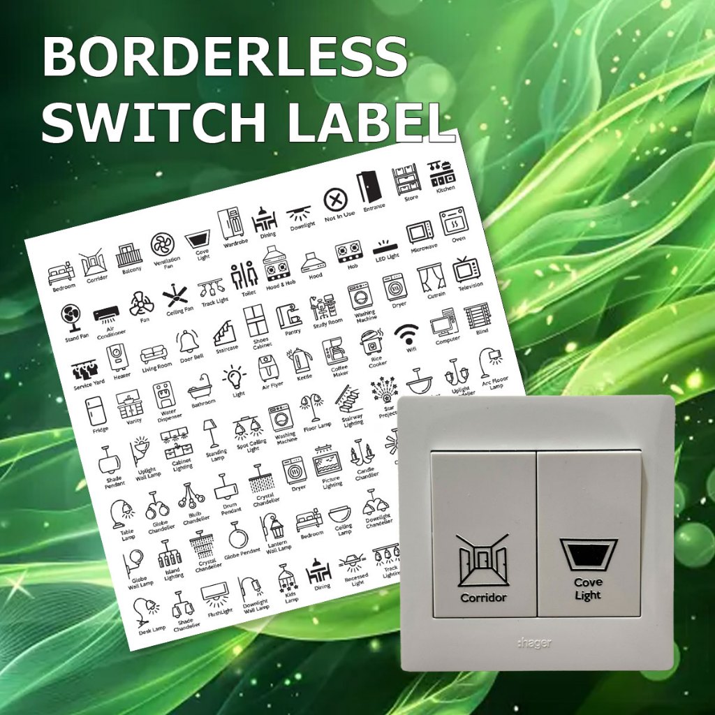 Mix & Match UV Printed Borderless Switch Label Premium Waterproof Decal ...