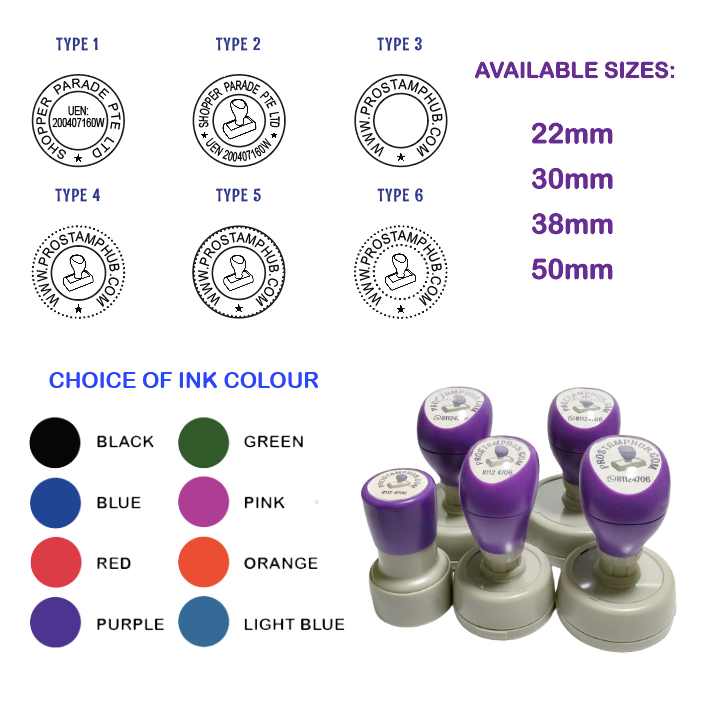 Customised Pre-Inked ROUND Flash Company Business Rubber Stamp (Assorted Sizes) | Shopee Singapore