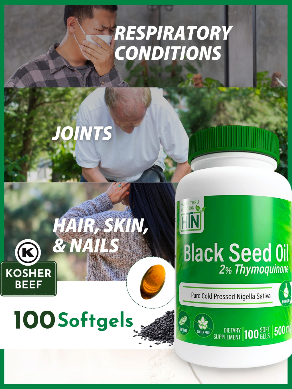 HTN Halal Black Seed Oil Capsule/Supplement 100 Habbatus Sauda ...