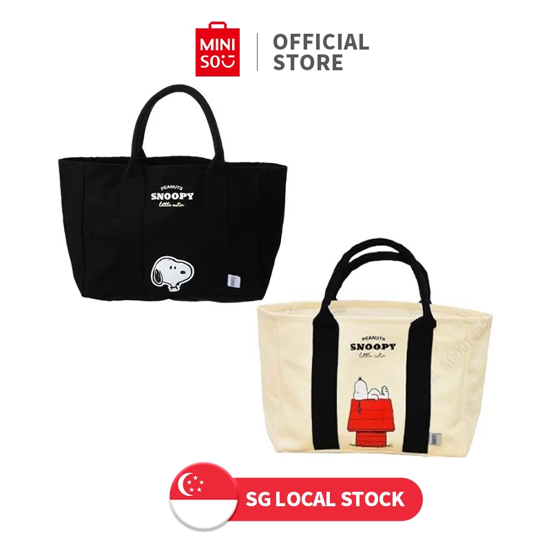 MINISO Snoopy Summer Travel Collection Handbag (Beige/Black) 29cm x ...
