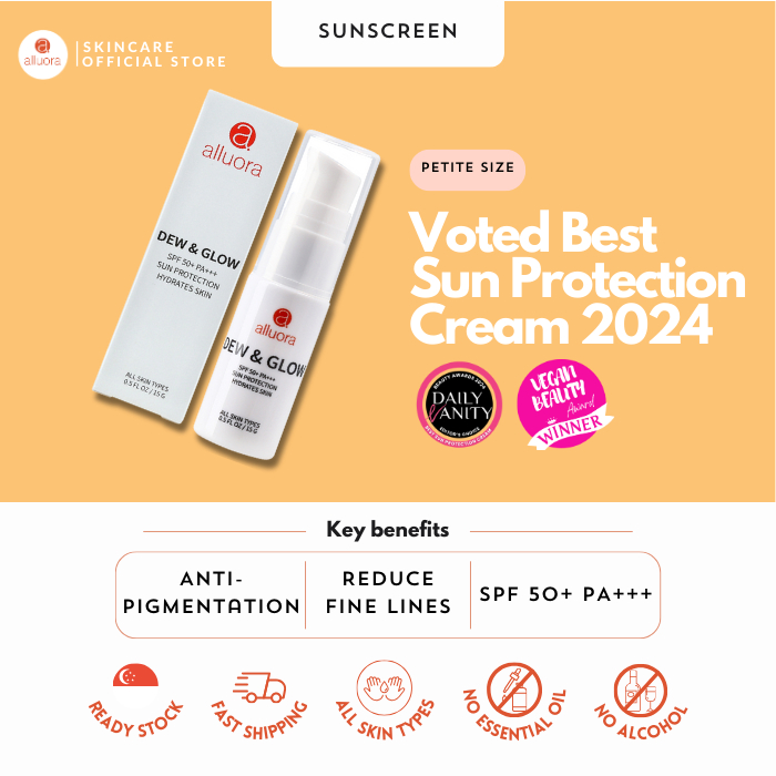 Alluora DEW & GLOW SPF 50+ PA+++ Sunscreen (Petite size 15ml) Reducing ...