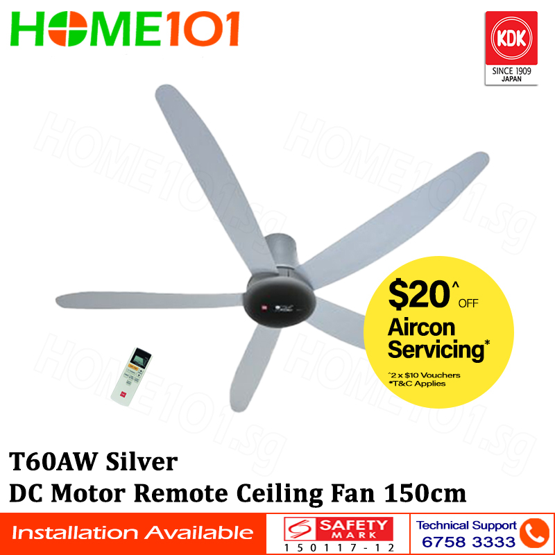 KDK DC Motor Ceiling Fan With Remote Control 150cm T60AW | Shopee Singapore