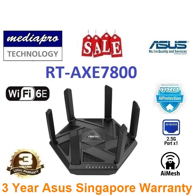 ASUS RT-AXE7800 Tri-band WiFi 6E (802.11ax) Router, New 6GHz Band ...