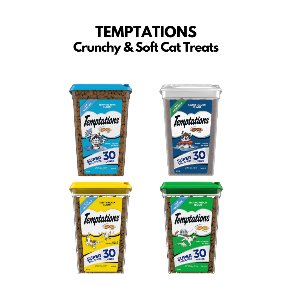 Temptations Crunchy & Soft Cat Treats - Tempting Tuna / Tasty Chicken ...
