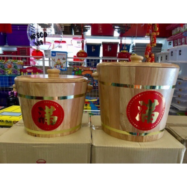3KG/6KG/10KG Wood Rice Bucket / Wooden Rice Storage Box Container ...
