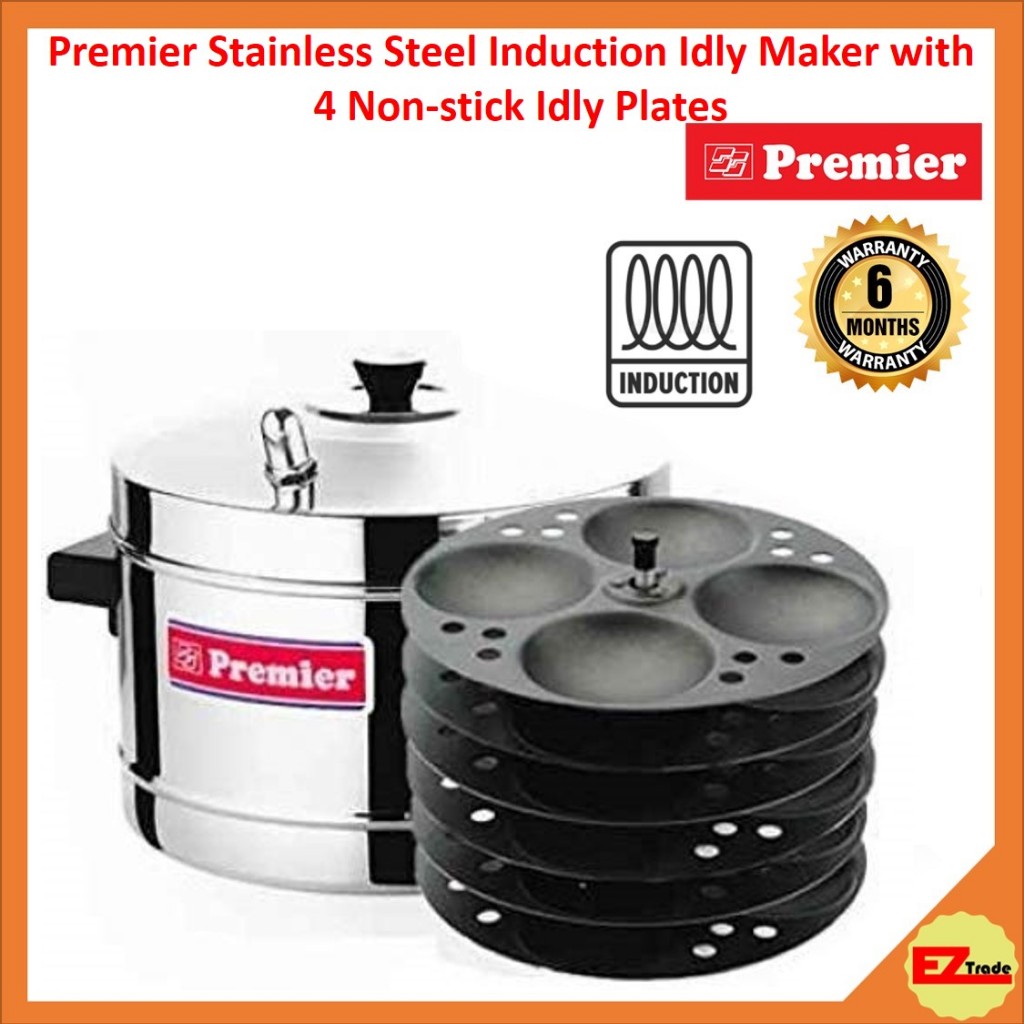 Premier Stainless Steel Induction Compatible Idly Cooker With 4 Non ...