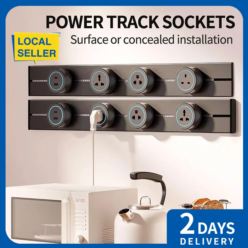 [SG] 2025 New Power Track Adjustable Socket Local Plug Socket USB Type ...