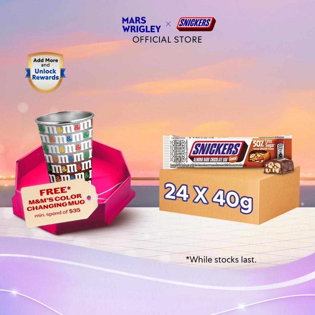 (Carton Bundle - 24 Pieces) Snickers Almond Dark Chocolate Bar 40G | Shopee Singapore