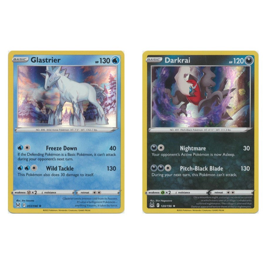 English Pokemon Card Glastrier - 051/196 / Darkrai - 120/196 - Holo ...