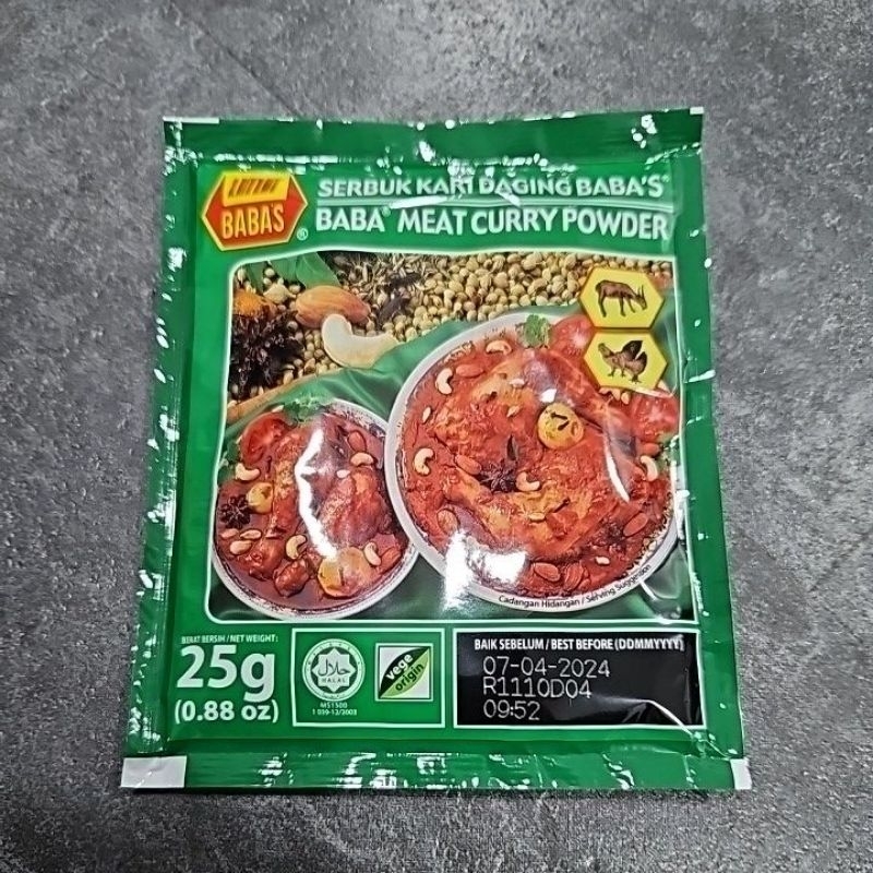 Baba's brand serbuk kari daging (meat curry powder) 25g | Shopee Singapore