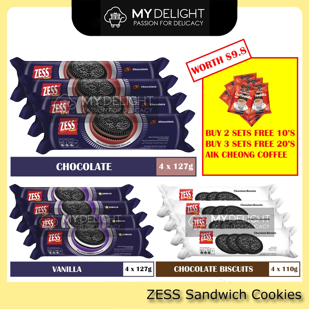 (4x127g) ZESS Sandwich Cookies Chocolate Vanilla SG Ready Stock ...