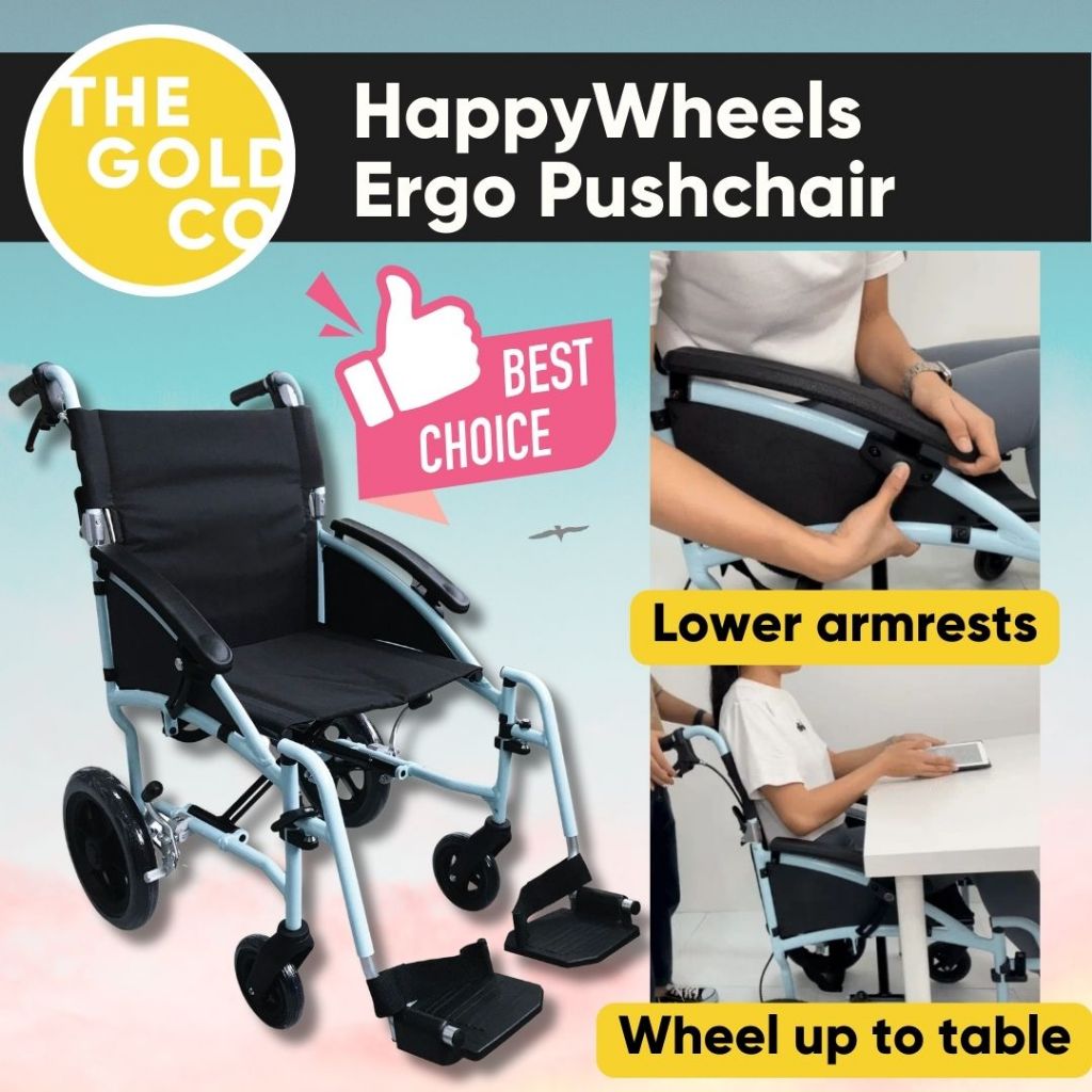 HappyWheels Lightweight Ergonomic Pushchair Wheelchair for Elderly ...