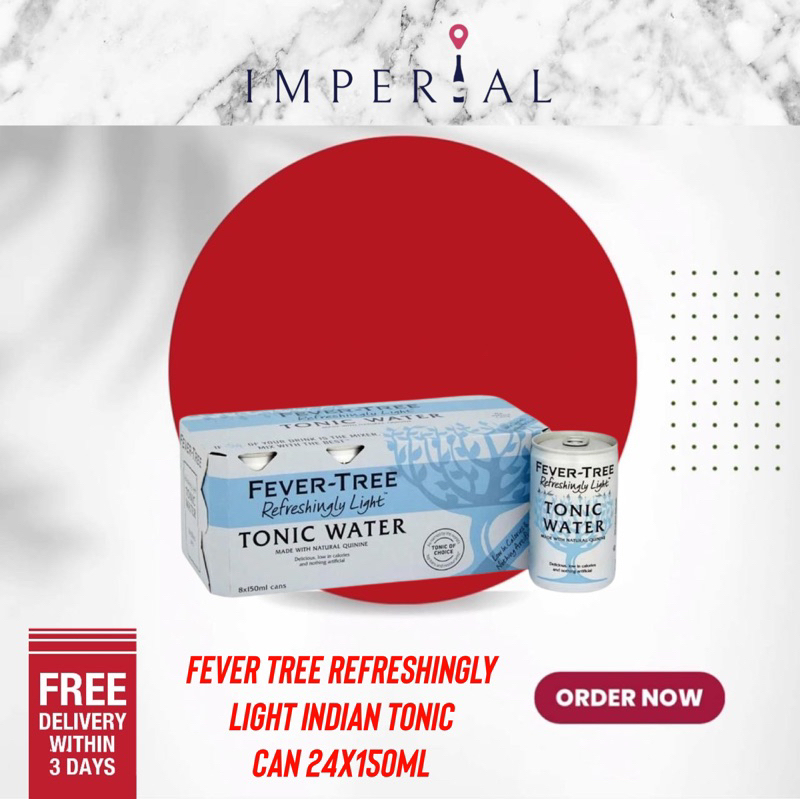 Fever Tree Refreshingly Light Indian Tonic Can - 24X150ML + 1 Free Tote ...