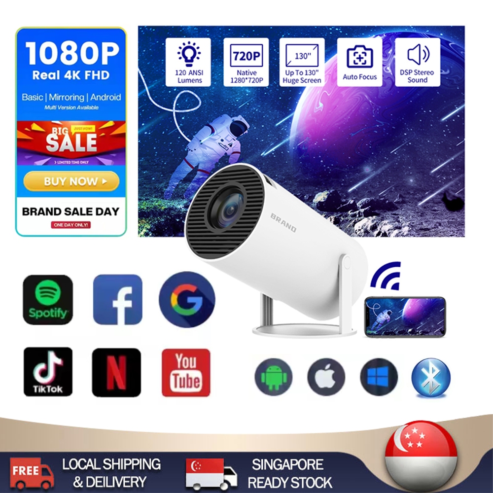 【READY STOCK】HY300 Mini Projector Android 11.0 Support 4K Full HD 1080P ...