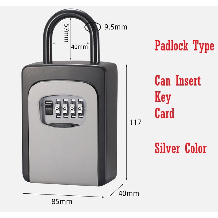 【SG】 Key Lock Box Password Key Safe Box with Dust Cover Metal Password ...