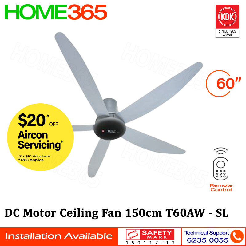 KDK DC Motor Ceiling Fan 150cm With Remote Control 60" T60AW | Shopee ...