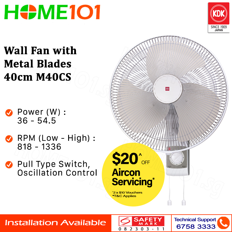 KDK Wall Fan 40cm W/Metal Blade M40CS | Shopee Singapore
