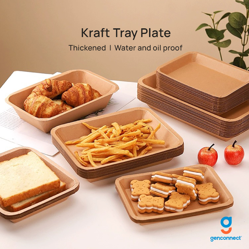 Disposable Food Tray Plate Serving Kraft Tray Trays Plates Snacks ...