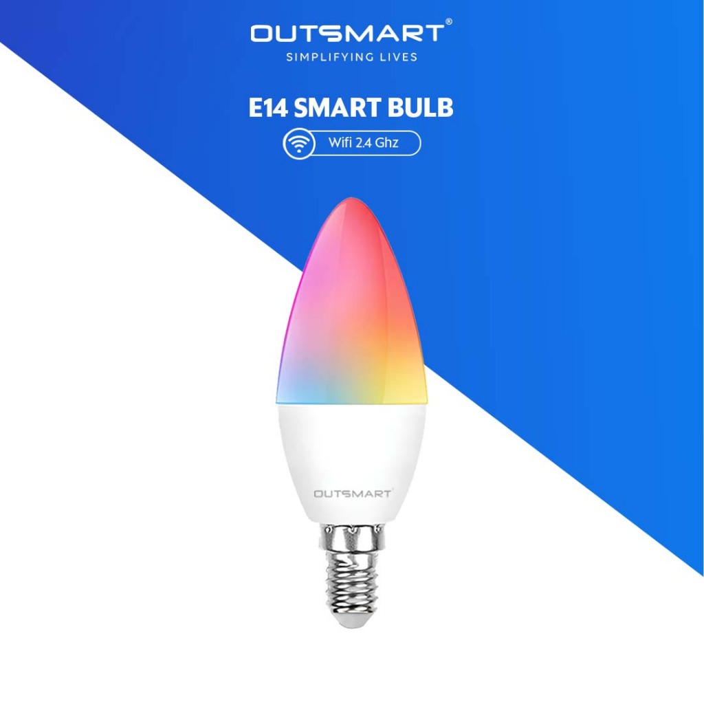 🇸🇬 OUTSMART E14 WiFi RGB LED Smart Light Bulb 5w Candle Voice Timer C37 Lamp Dimmable Voice ...