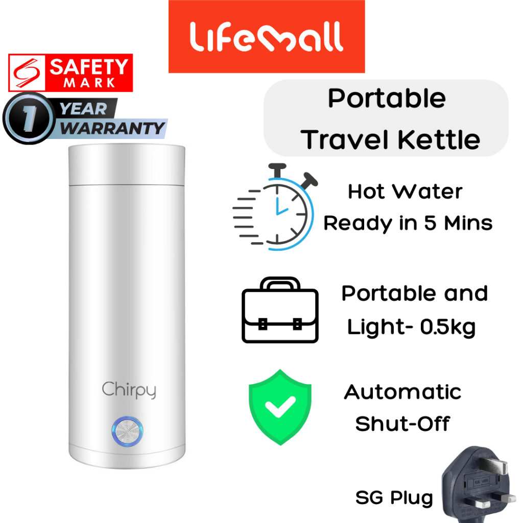 LifeMall- Chirpy 400ml Portable Electric Kettle Travel Kettle Travel ...