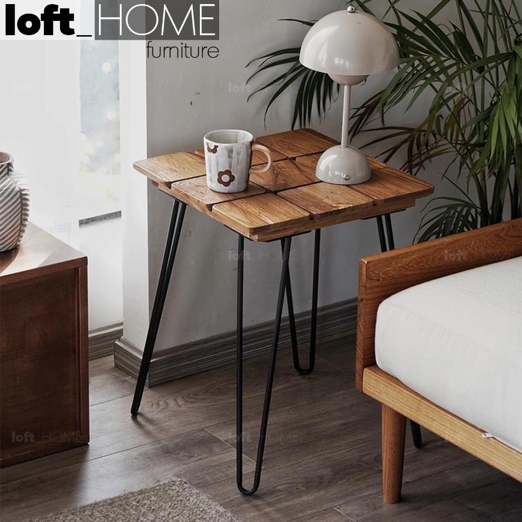 Loft Home Rustic Elm Wood Square Side Table VELVET ELM | Shopee Singapore