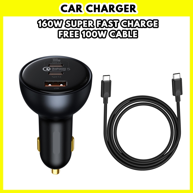 Premium Quick Charge™ 5 Super fast Charge Car USB C Charger C+C+U Multi ...
