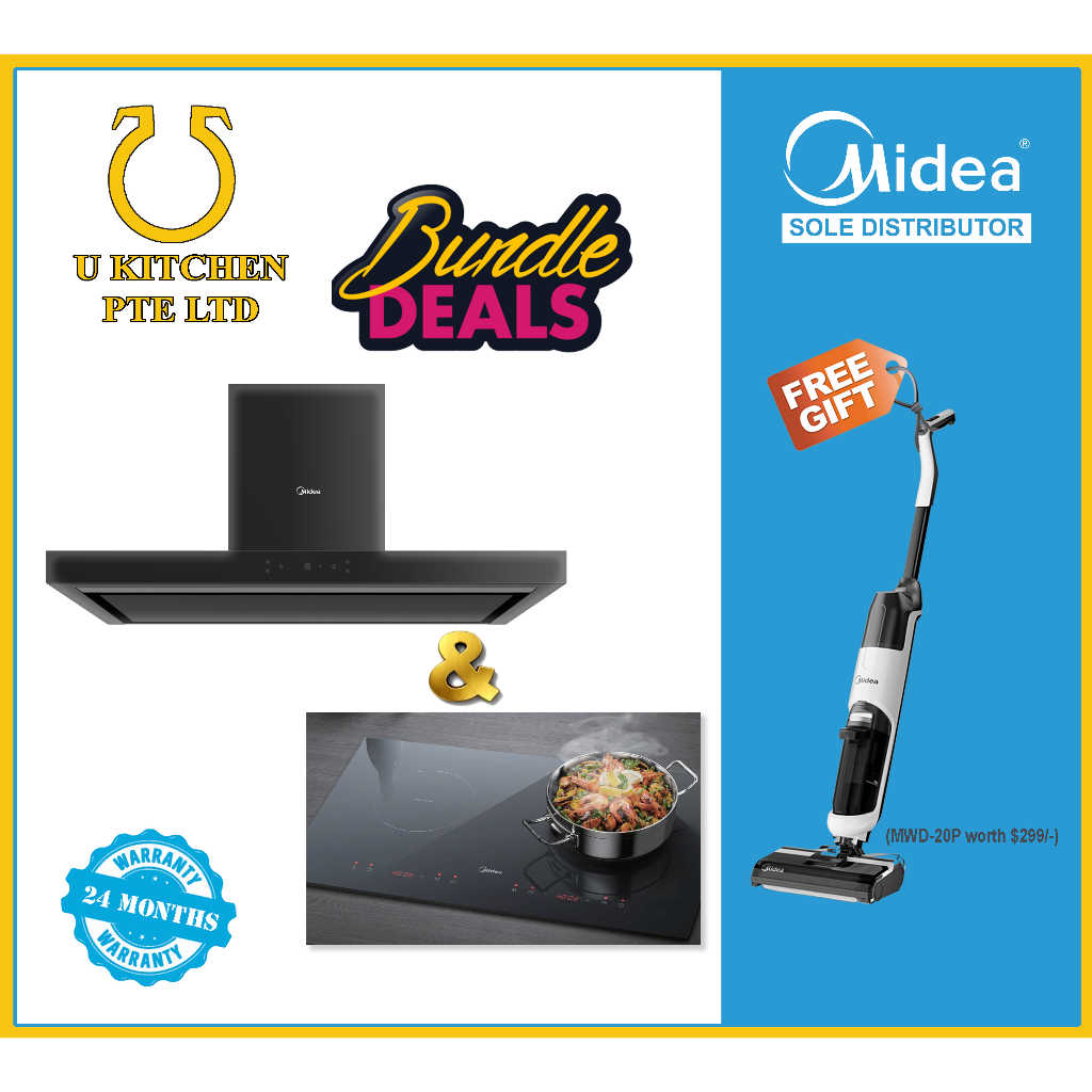 MIDEA "BUNDLE PACKAGE' CHIMNEY HOOD + INDUCTION & CERAMIC HOB (MBI ...