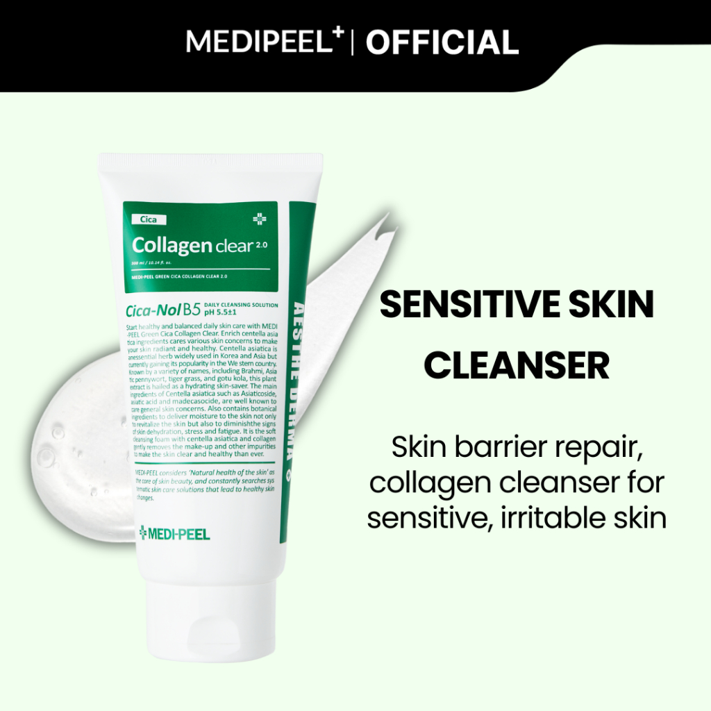 MEDIPEEL Sensitive Skin Upgraded Green Cica Collagen Clear 2.0 Foam ...