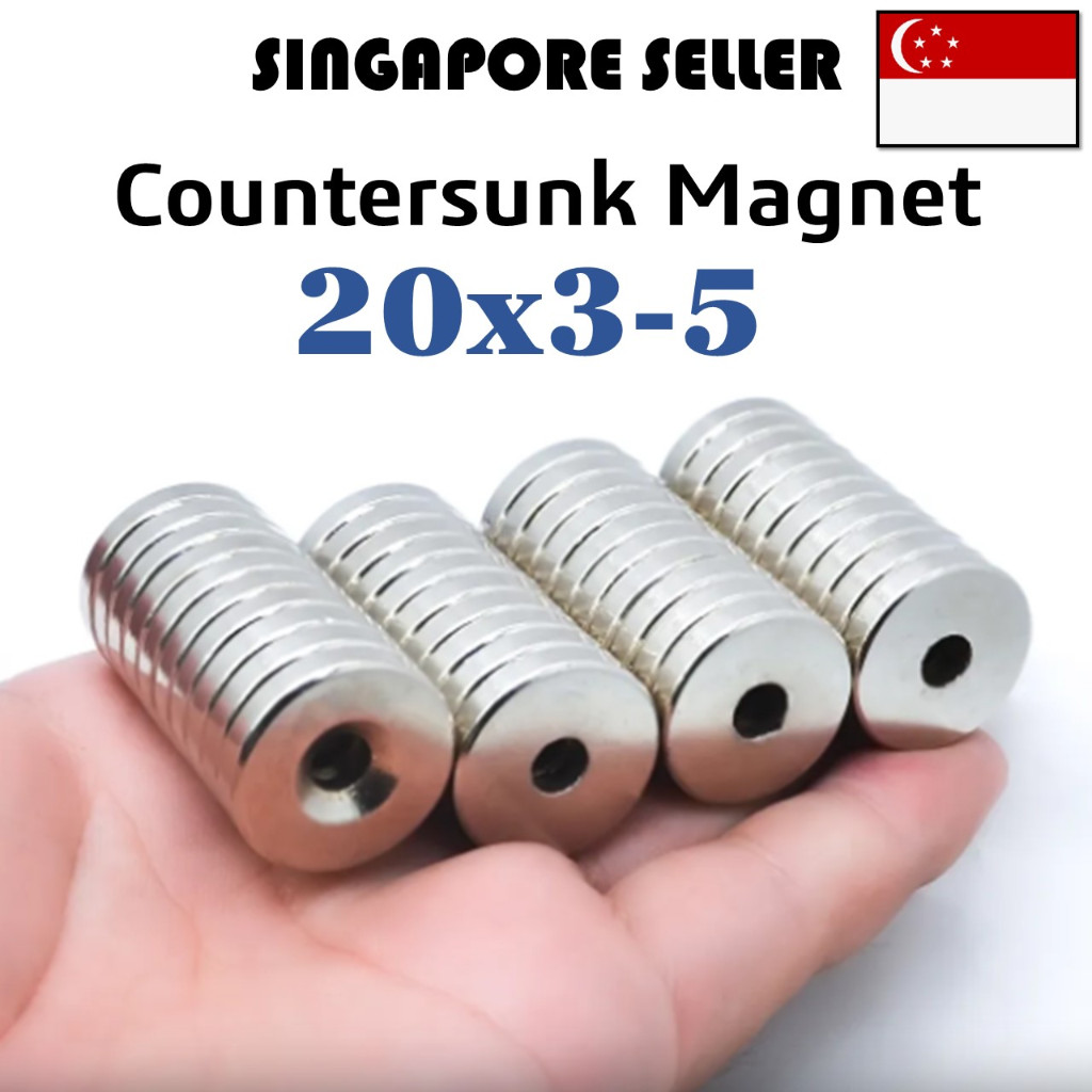 🧲 SG SELLER 🧲 20x3-5mm Countersunk Neodymium Magnet N35 Strong ...